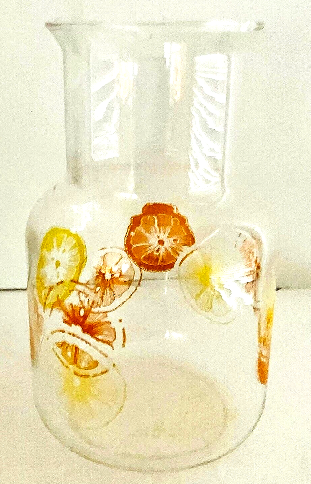 Vtg Pyrex Corning Glass Juice Carafe Pitcher Oranges Lemons 1.5 QT ...