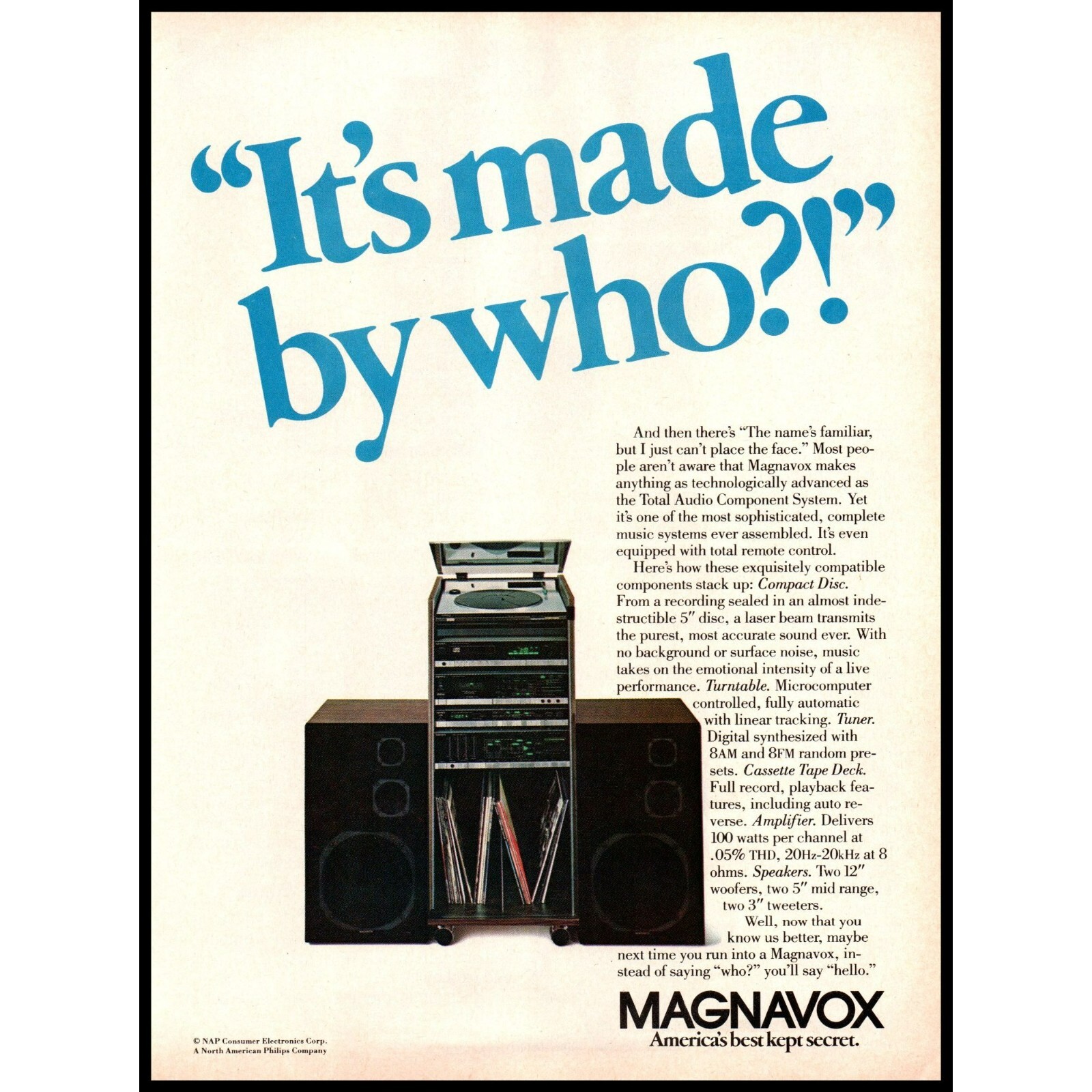 1984 Magnavox Total Component Stereo System Vintage Print Ad Audiophile ...