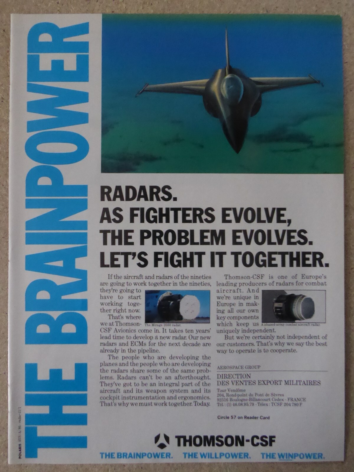 5/1987 PUB THOMSON CSF RAFALE MIRAGE 2000 COMBAT AIRCRAFT RADAR ECM ...
