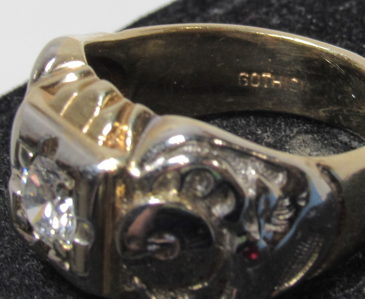 Gothic 14k Yellow Gold Elks Masonic .75ct Diamond Ring Sz 9.25 HTWSSTKS ...