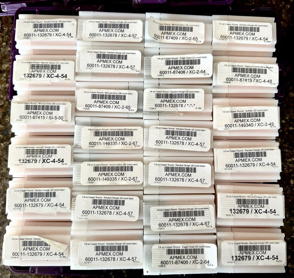 1/2 oz roll 20 Saint Gaudens Proof Copper Rounds 10 oz total .999 Fine ...