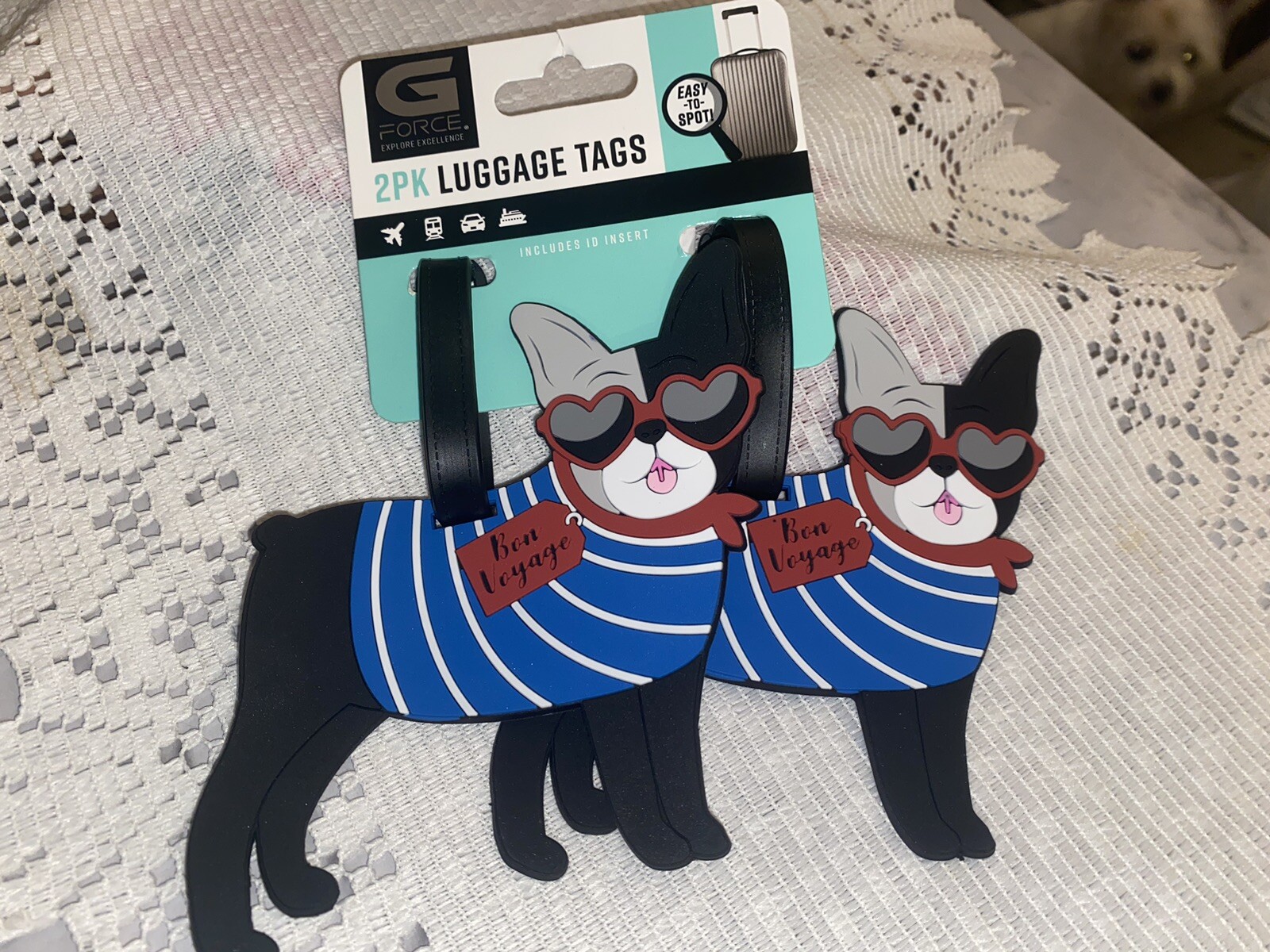 Frenchie Luggage Tags G Force Durable Rubber Set of 2 Dog Lover Travel ...