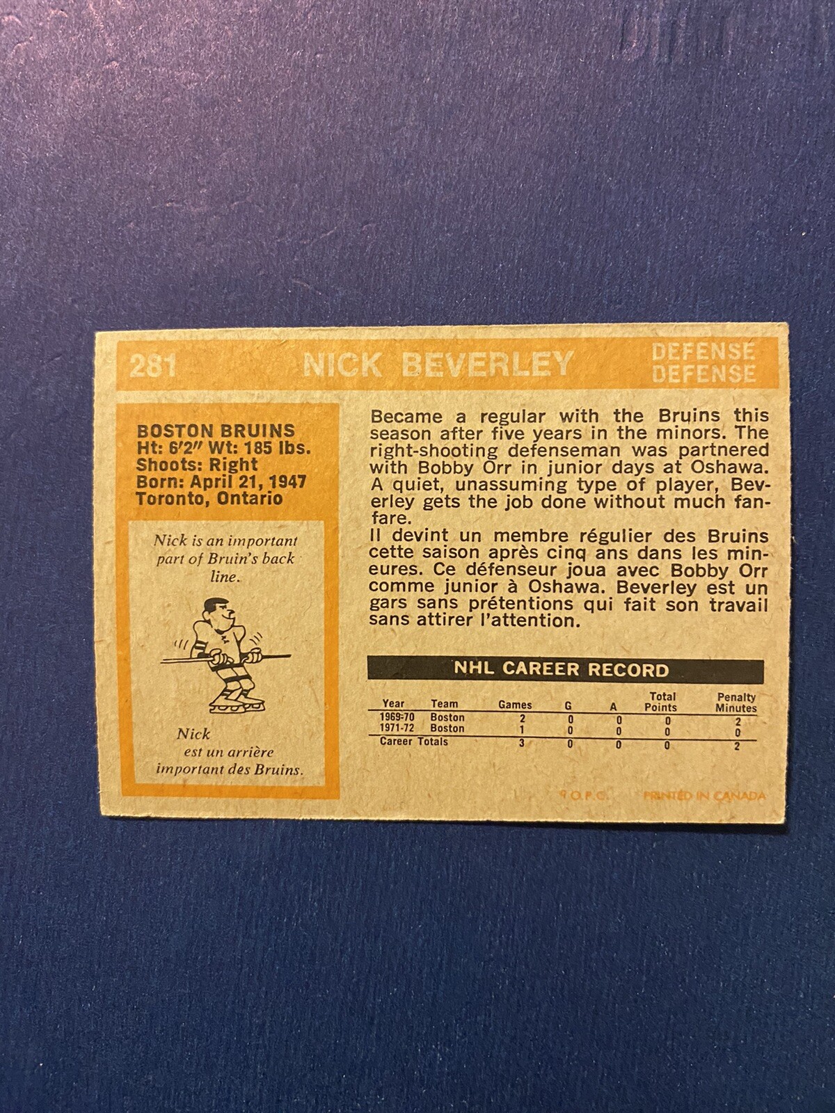 1972-73 O Pee Chee Set Break #281 Nick Beverley OPC NM/MT! | eBay