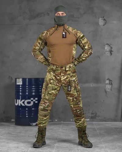 Spring reinforced multicam tactical suit with groin ventilation, sewn ...