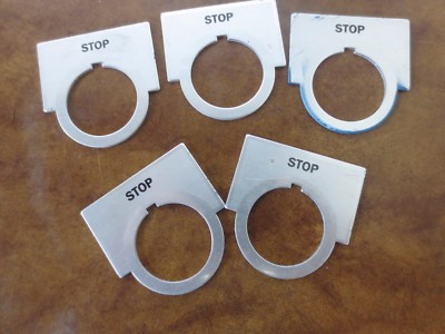ALUMINUM PUSH-BUTTON LEGEND PLATES - "STOP" - LOT of 5 - MACHINE ...