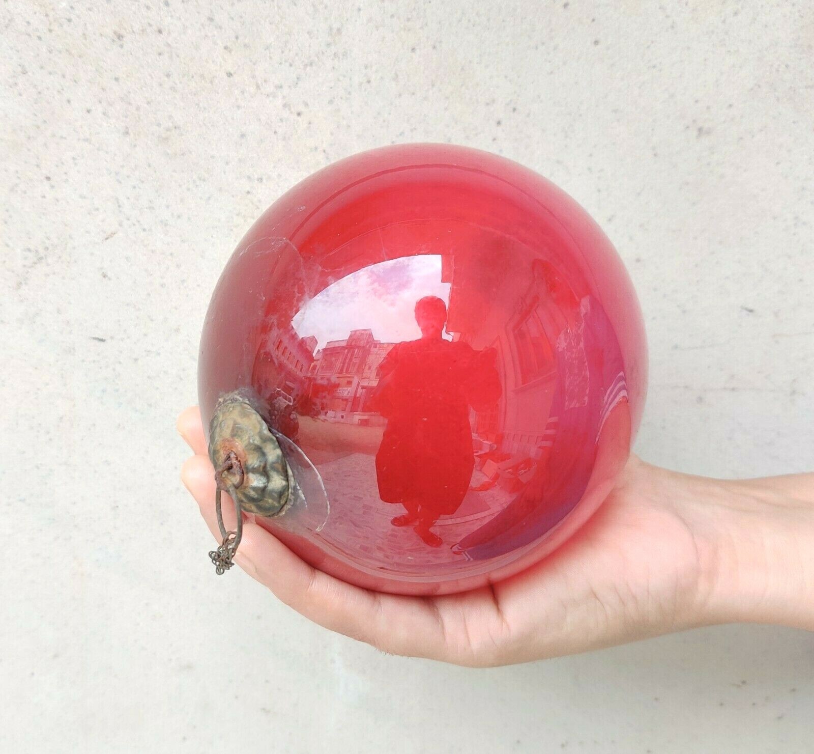 Antique German Kugel Red Christmas Ornament Heavy Glass Scallops Style ...