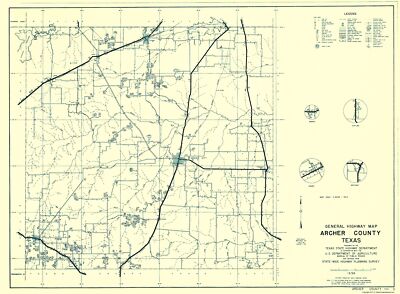 Historic County Map - Archer County Texas - Highway Department 1936 ...