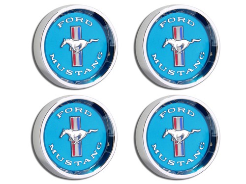 1965 1966 Mustang Styled Steel Wheels Center Caps BLUE - FORD LICENSED ...