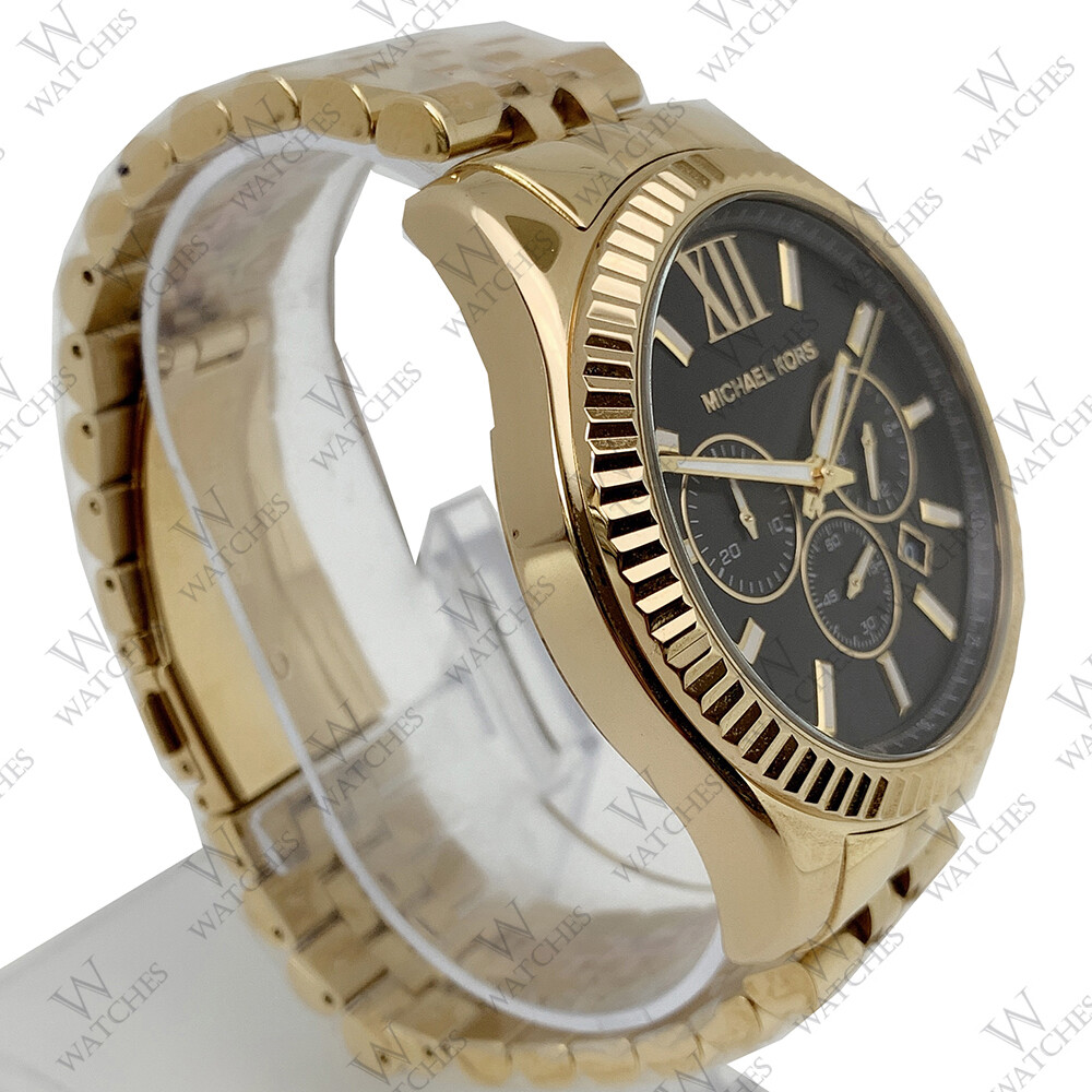 New Michael Kors MK8286 Lexington Chronograph Black Dial Gold-tone Men ...