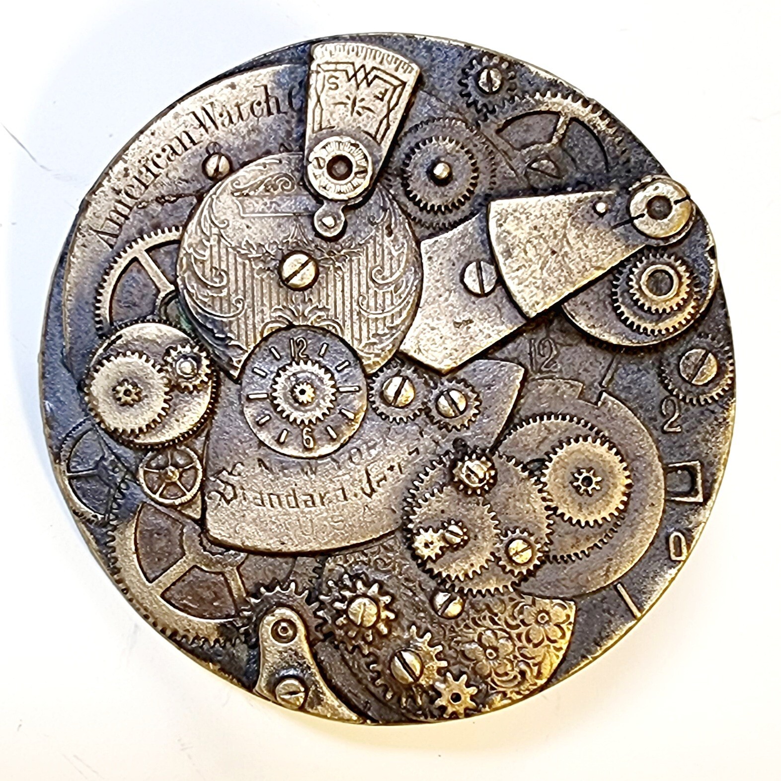 Vintage Steampunk Belt Buckle Clock Gears Pocket Watc… - Gem