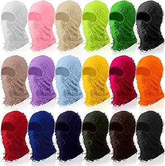 18 Pieces Distressed Balaclava Bulk Full Face Knitted Balaclava Solid ...