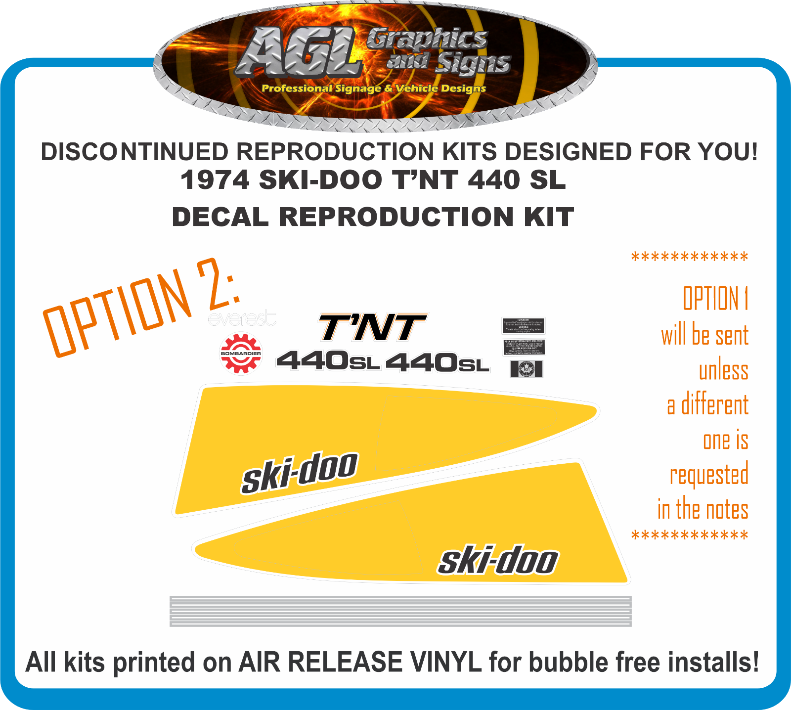 1974 SKI-DOO T'NT 440 SL Everest Reproduction Decal Kit Sticker tnt 440 ...