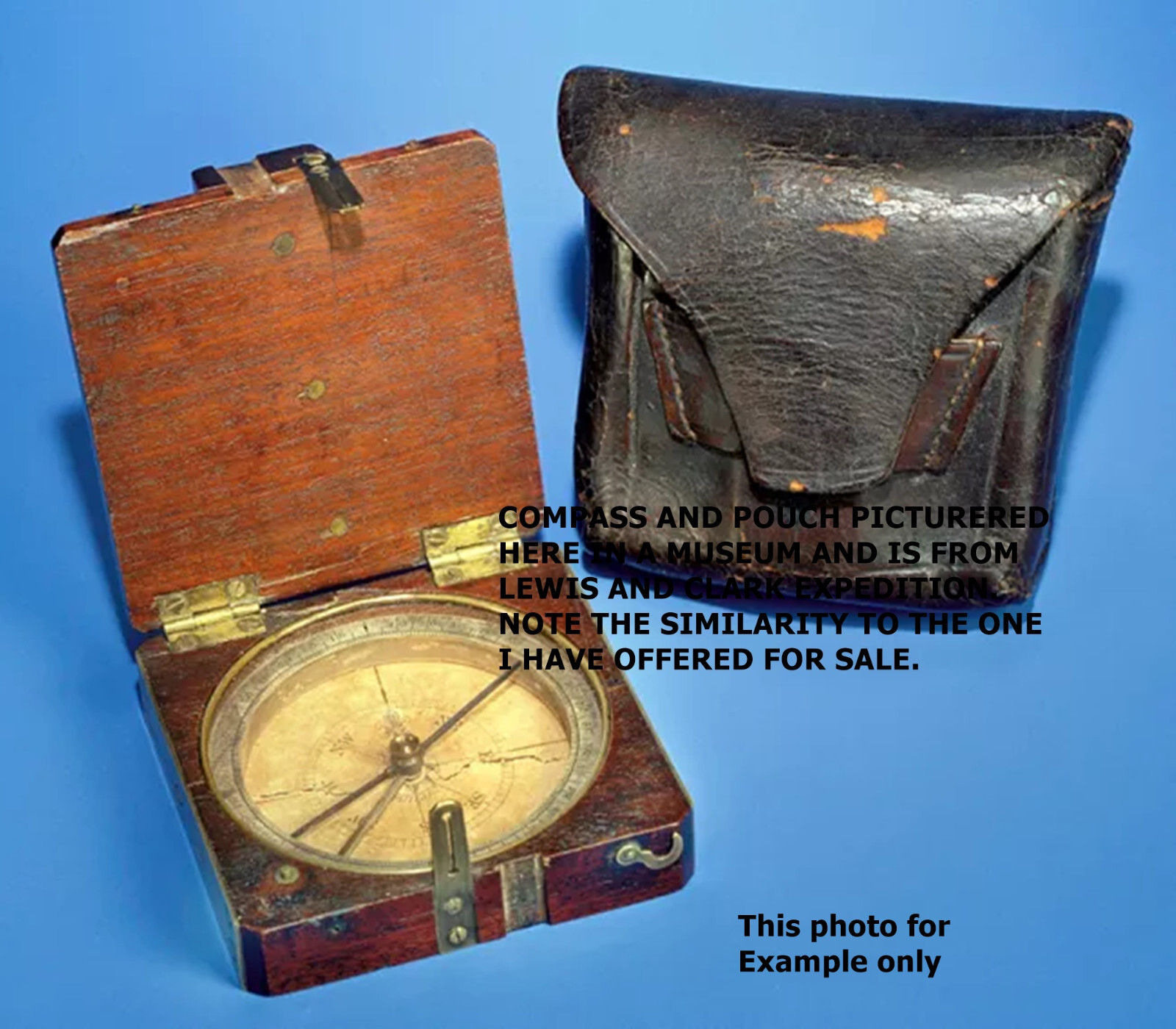 ANTIQUE MAHOGANY CASE MAGNETIC COMPASS. Similar to Lewis & Clark ...