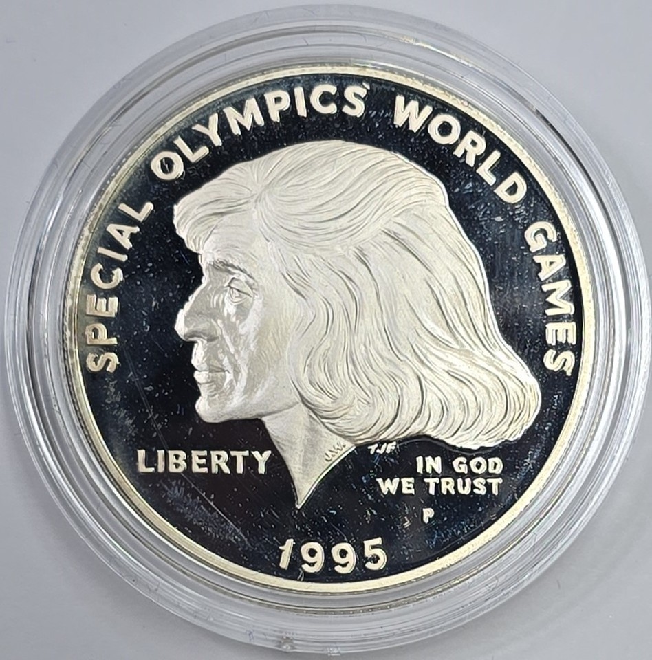 1995 S 90% Silver Proof $1 US Mint Special Olympics Memorial Coin ...