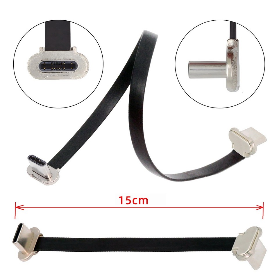 Angled USB-C Type C to USB-C Slim Flat Cable Power USB2.0 Data 65W Fast ...