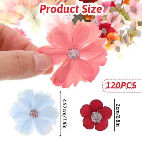 Mini Artificial Flowers for Decoration, 120 Pieces Small Fabric Silk ...