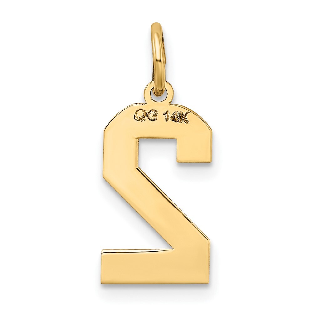 10k Yellow Gold Medium Satin Number 2 Charm Perfect Gift for Her | eBay