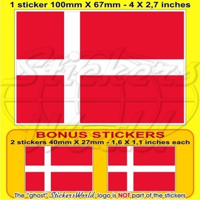 DÄNEMARK Flagge DÄNISCHE Fahne 100mm Auto Aufkleber x1+2 BONUS Vinyl ...