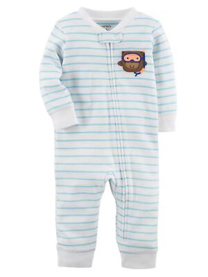 Carters Infant Boys Blue Stripe Scuba Monkey Footless Sleeper Cotton ...