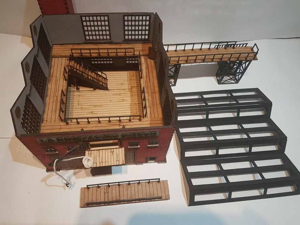 28mm WW2 Factory Building Set MDF Painted Terrain Suitable for Bolt ...