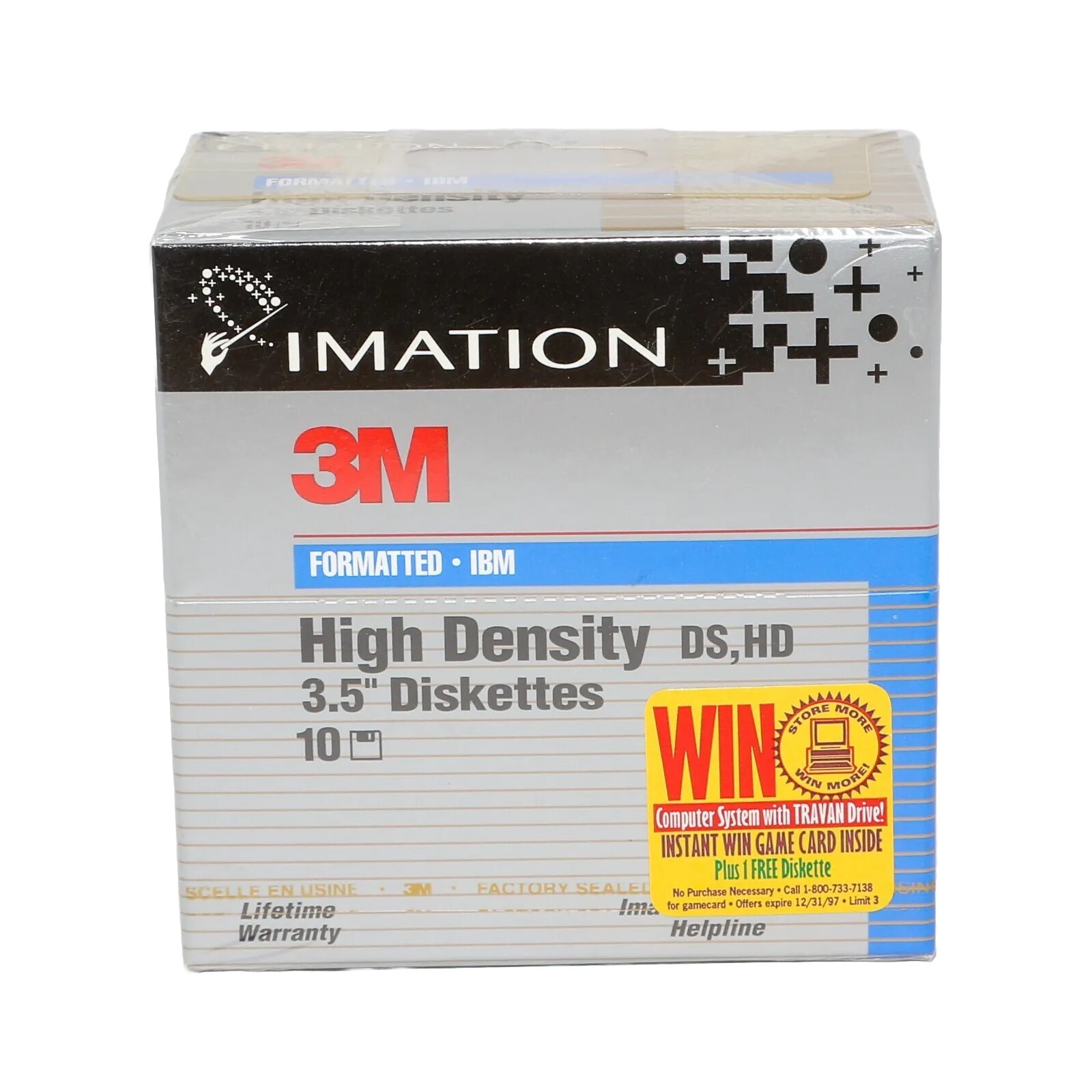 3M Formatted IBM High Density DS HD 3.5 Diskettes 10 Pack Floppy Disks ...