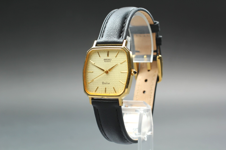 [Exc+5] SEIKO Dolce 7731-5120 28mm Gold Dial Vintage Qz Men's Watch ...
