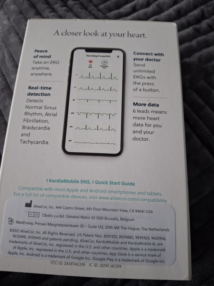 AliveCor Kardia Mobile 6L EKG Monitor Mobile 6 Lead ECG - boxed in gd ...