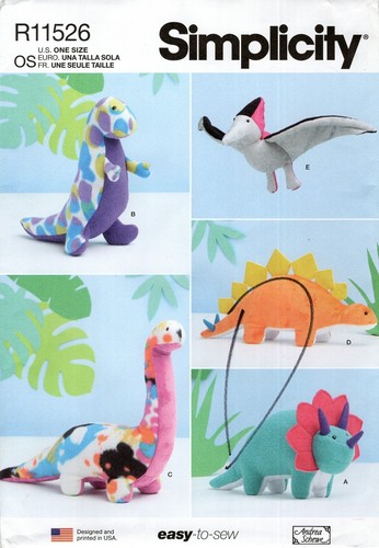 Simplicity R11526 Plush Triceratops, Stegosaurus, Pterodactyl, T-Rex ...