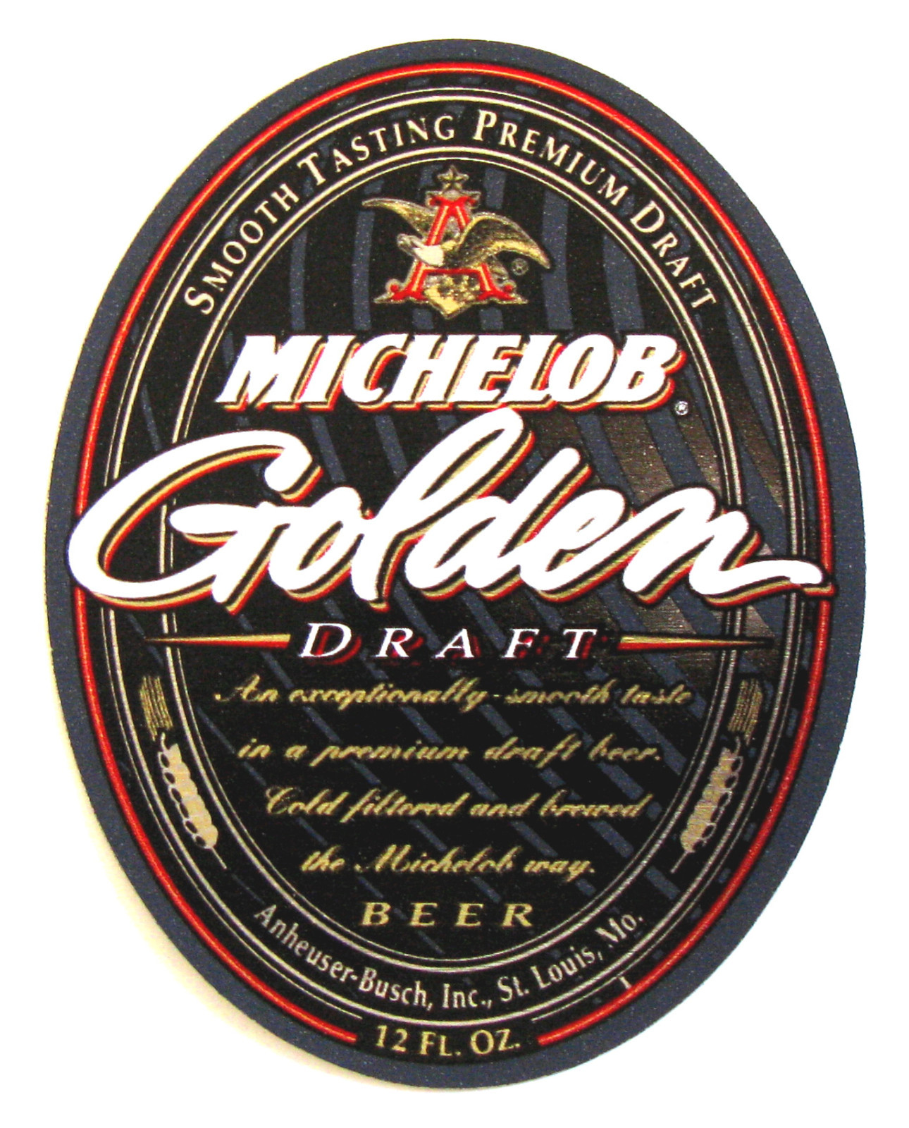 Anheuser Busch MICHELOB GOLDEN DRAFT small oval beer label MO 12oz | eBay
