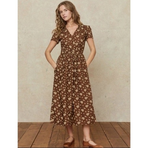 Christy Dawn The Dawn Dress in Russet Brown Floral Maxi Dress | eBay