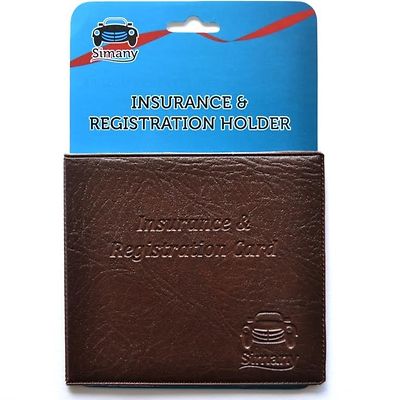 Brown CAR INSURANCE REGISTRATION HOLDER WALLET 5.25"x4.6" Embossed Faux ...