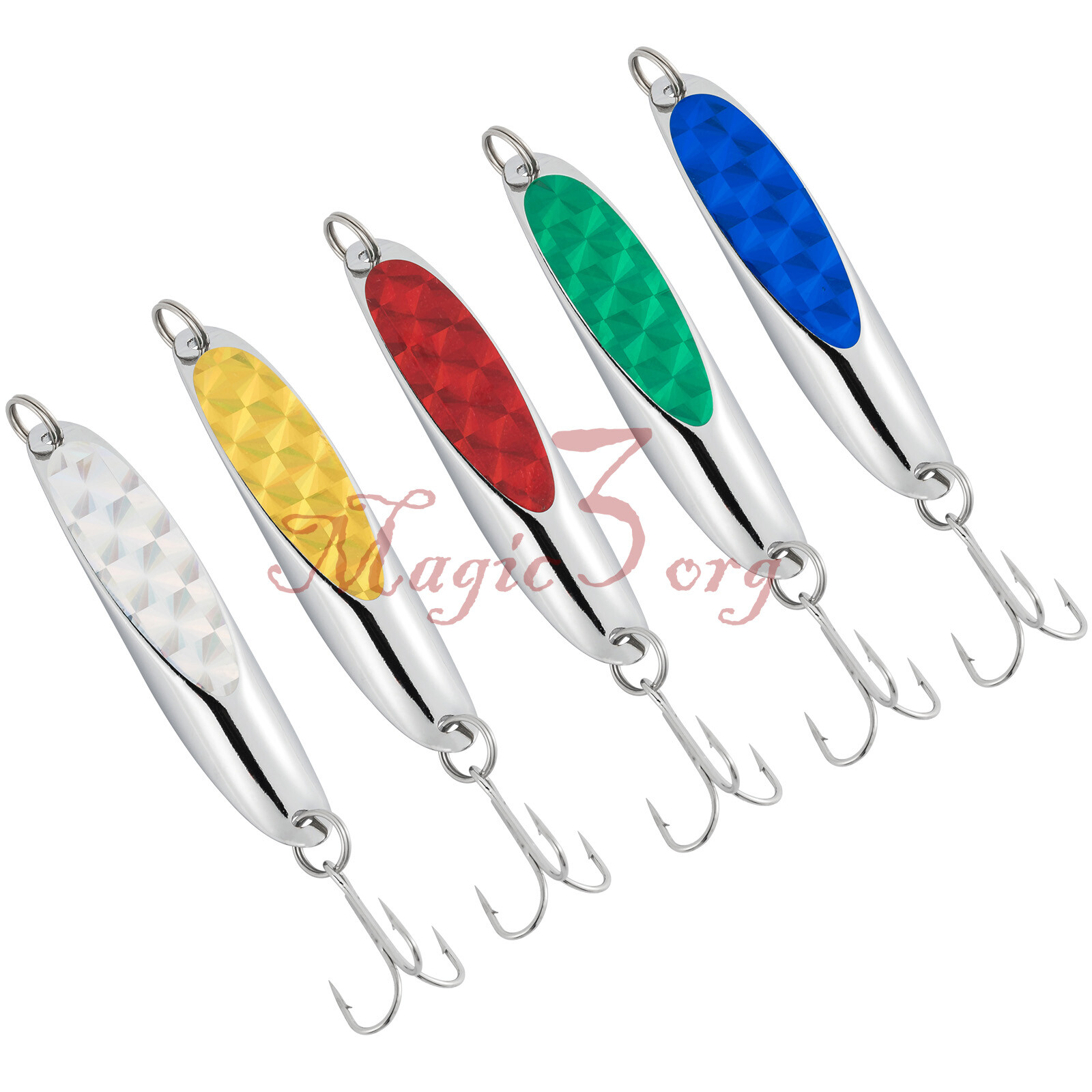 5pcs Sea Fishing Wedge Lures Spinner Metal Jigs Pike Cod Mackerel Trout ...