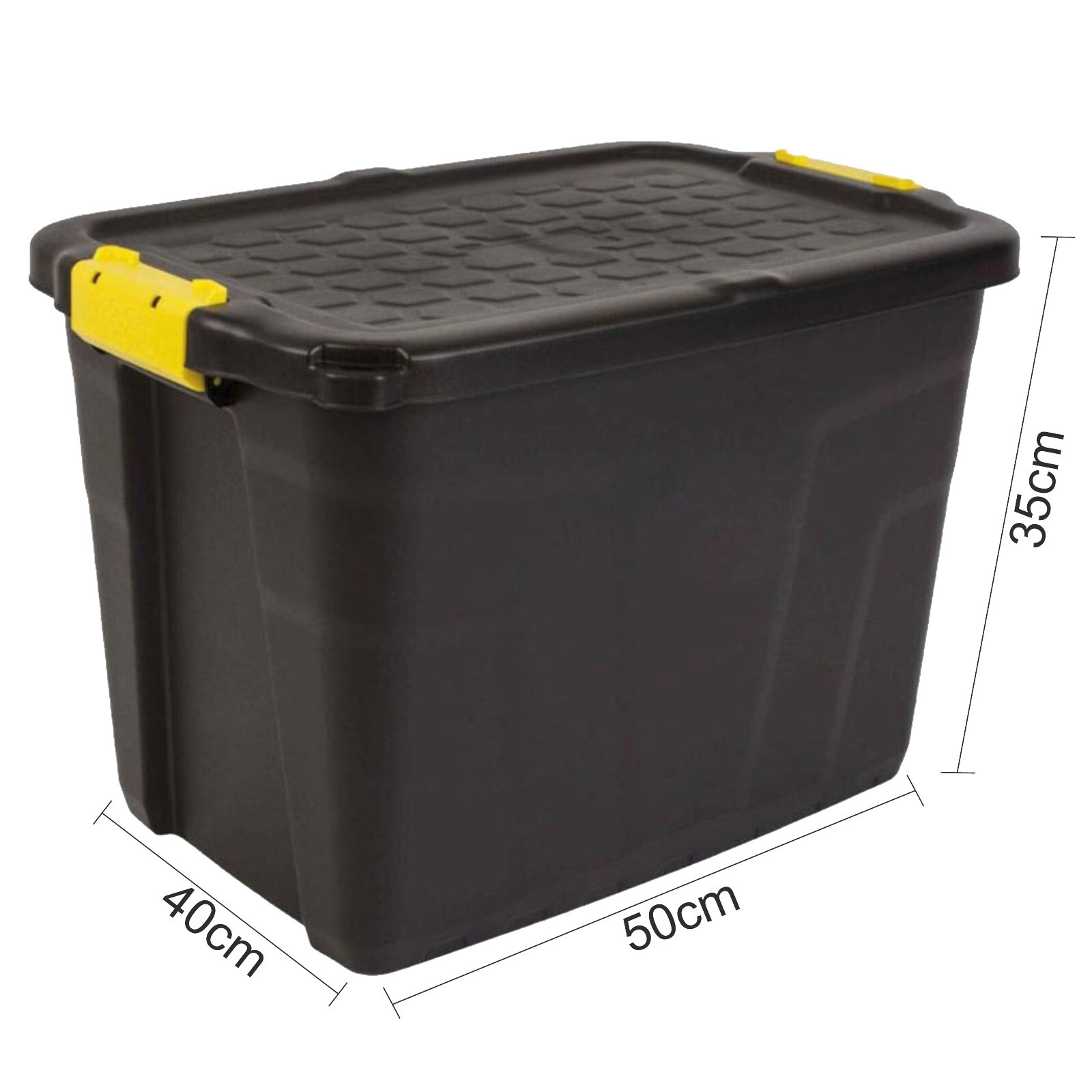 24L/42L/60L Black Storage Container Strong Boxes Trunks With Lid ...