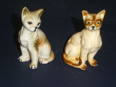 VTG Genuine Bone China Cat Figurine PAIR Taiwan Siamese sable/brown ...