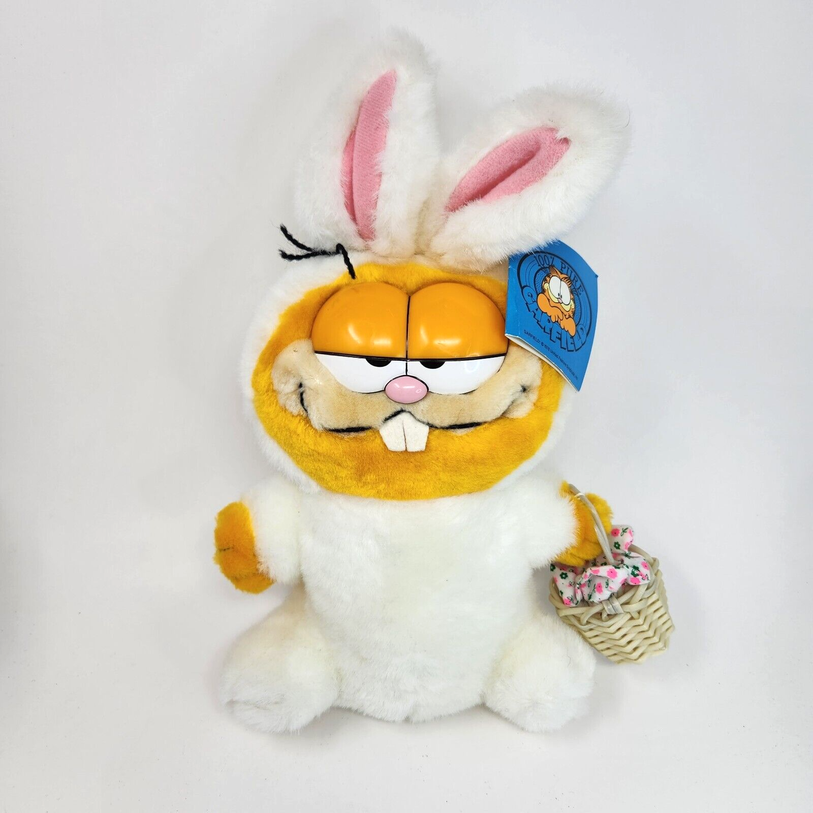 VINTAGE DAKIN GARFIELD EASTER BASKET BUNNY RABBIT STUFFED ANIMAL PLUSH ...