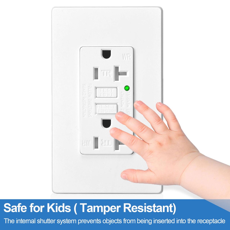 GFCI GFI Outlet 20 Amp Tamper Resistan Weatherproof Wall Receptacle ...