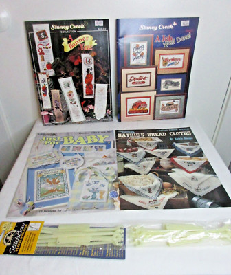 CROSS STITCH MIXED LOT PATTERN BOOKS FLOSS HOLDERS DEBBIE MUMM ...