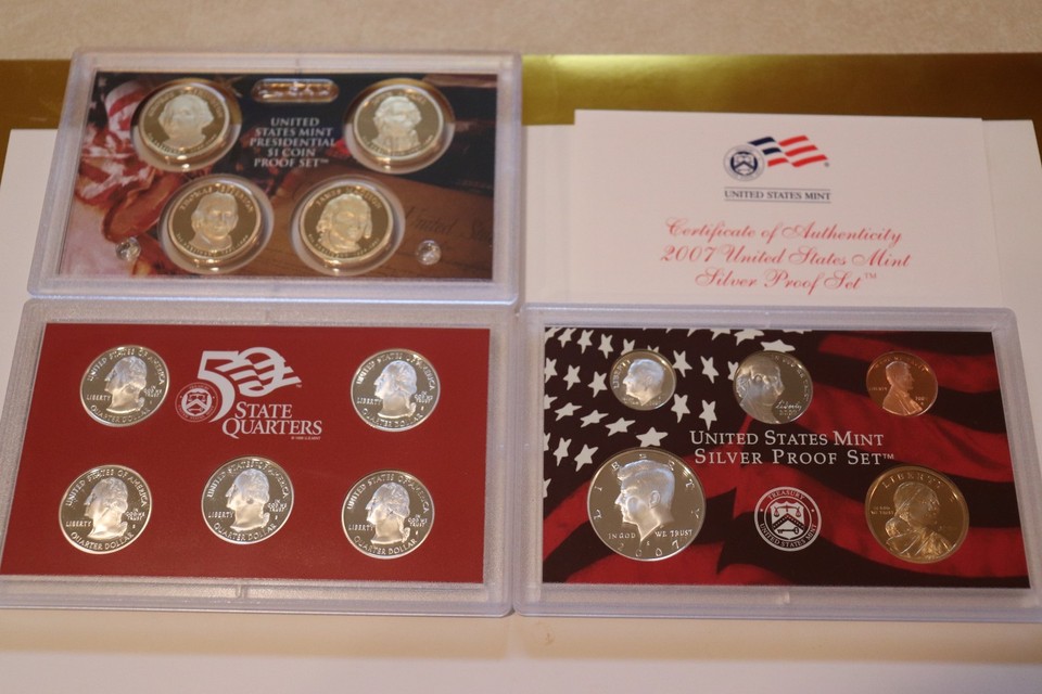 2005, 2006, 2007 Complete Silver Proof Sets and 2007Complete Proof Set ...