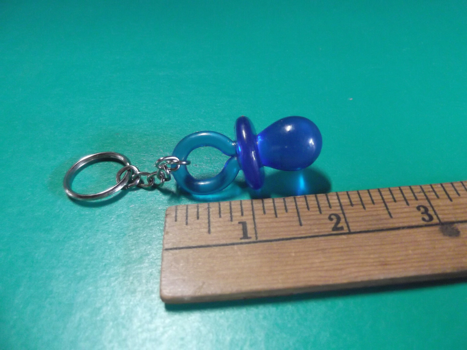 Old/Unique Collectible Key Chain Resin 1.5"in Clear Blue Pacifier or ...