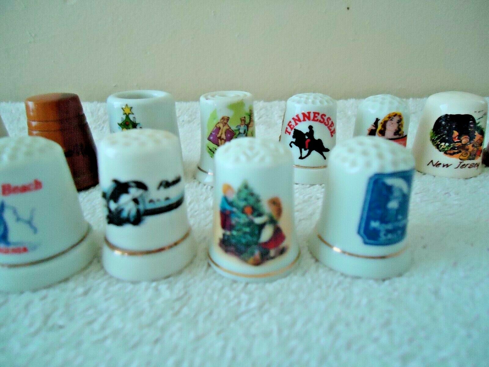 Vintage Mixed Lot Of Over 30 Thimbles Of Different Types,Sizes,etc ...