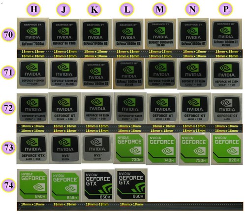 Laptop PC Sticker - Nvidia GEFORCE 730M 740M 750M 820M 840M 845M ...