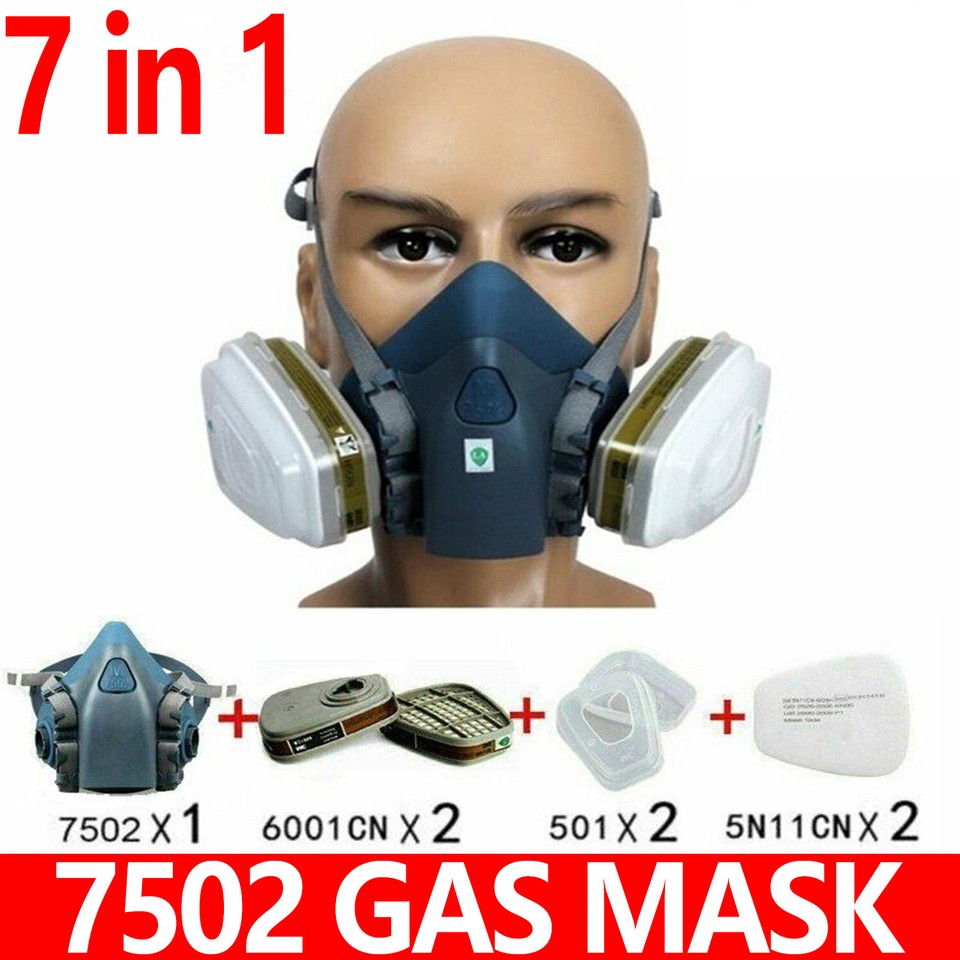 7502 7 Piece Suite Respirator Painting Spraying Face Gas Mask Facepiece ...