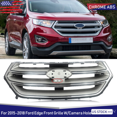 For 2015-2018 Ford Edge Chrome Front Upper Bumper Grill Grille W/Camera ...