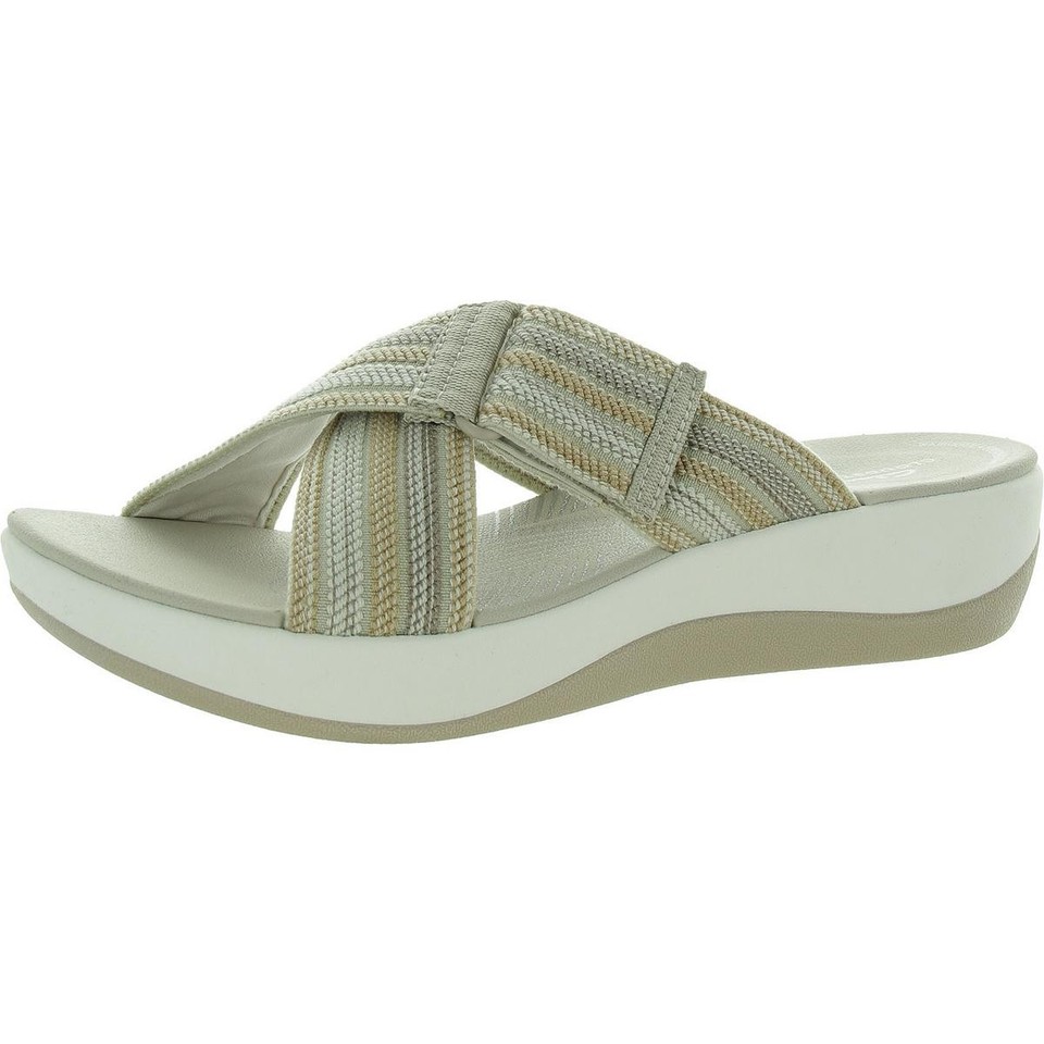 Cloudsteppers by Clarks Womens Arla Wave Beige Slide Sandals 9 Medium ...
