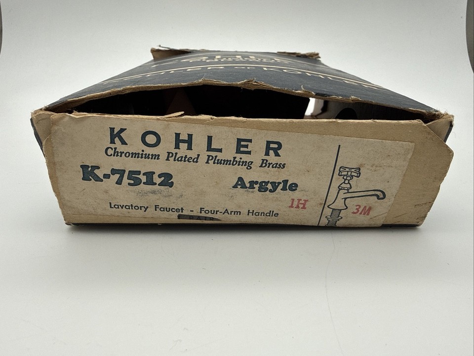 Kohler 7512 Argyle Four Arm Handle Faucet Chrome Hot ~ Open - Box ~ VTG ...