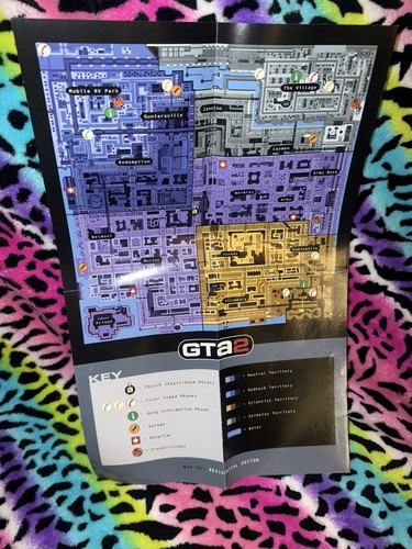 Grand Theft Auto 2 - Original PC Fold Out Map Poster Guide GTA 2 | eBay