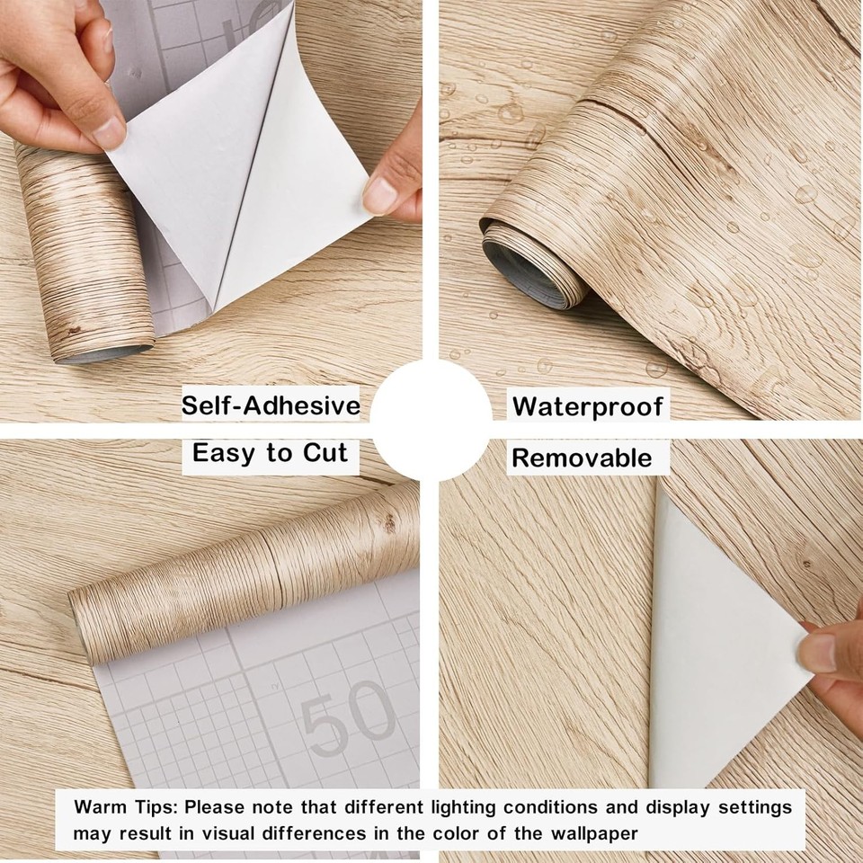 Wood Contact Paper Light Grain Peel and Stick 15.7 x 78.7, Yellow | eBay