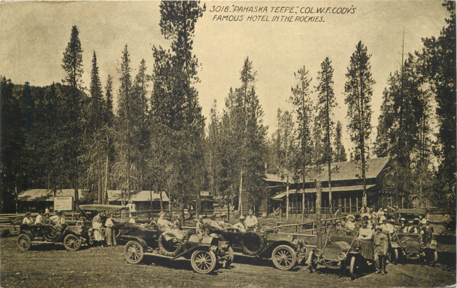 *RARE*, YELLOWSTONE POSTCARD, PAHASKA TEEPE LOG HOTEL, SEPIA TONE ...