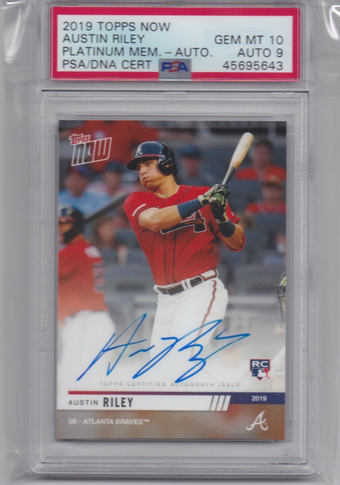 AUSTIN RILEY ROOKIE 2019 TOPPS NOW PLATINUM MEMBER PSA 10 GEM MINT ...