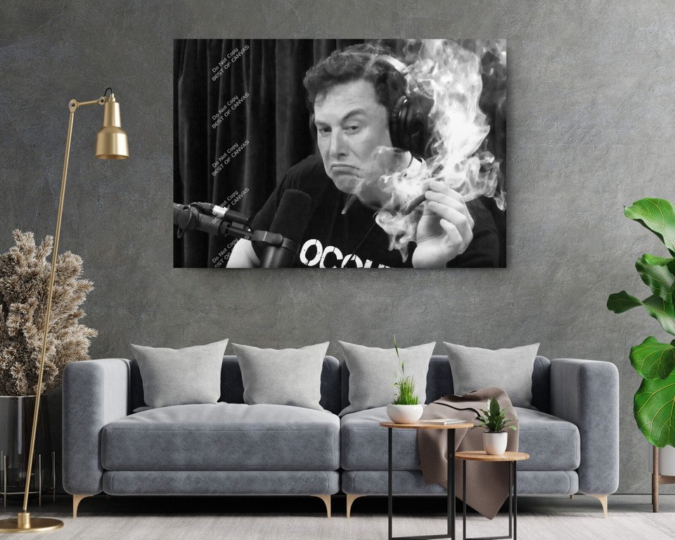 Smoking on JRE Elon Musk Genius Investor Canvas Decor Art Print Room ...